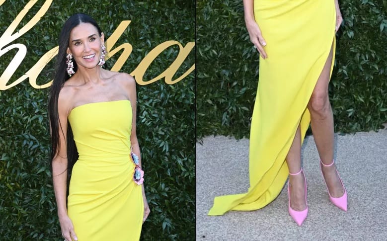Sunshine Goddess: Demi Moore Stuns in Yellow Floral Gown and Scorching ...